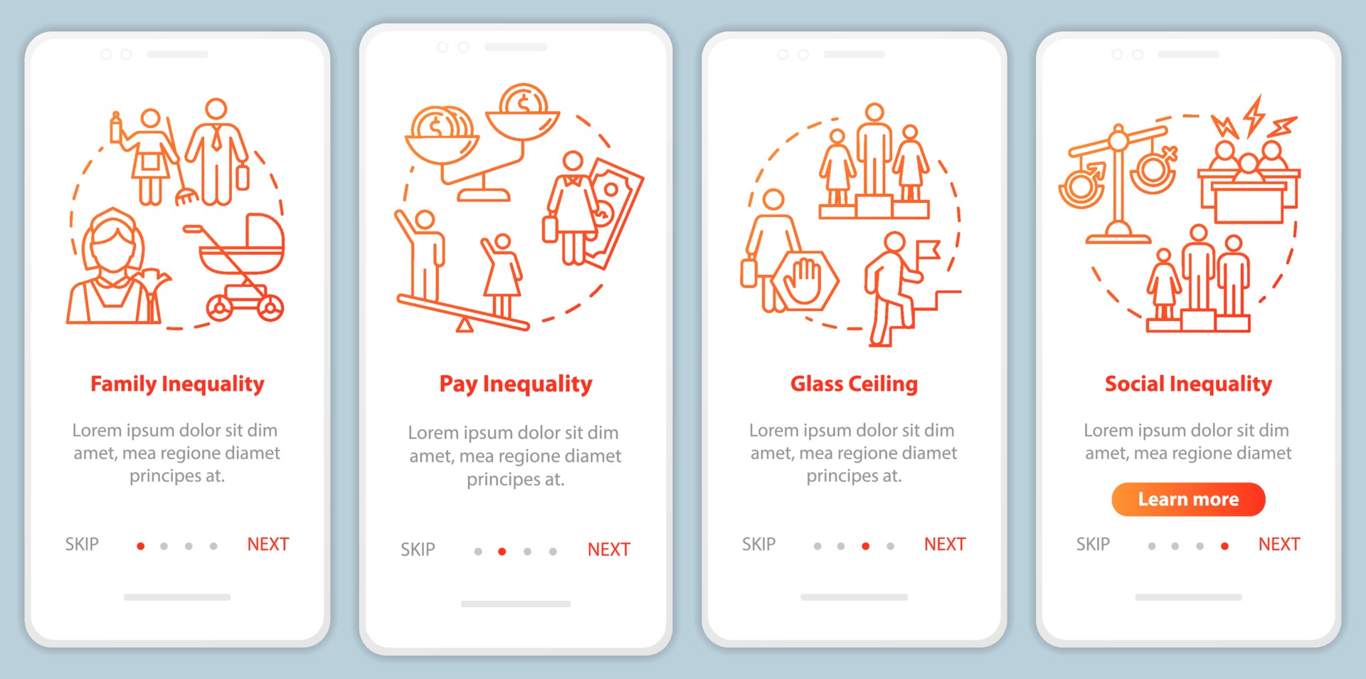 Gender Equality Onboarding Mobile App Page Screen With Concepts 3311607