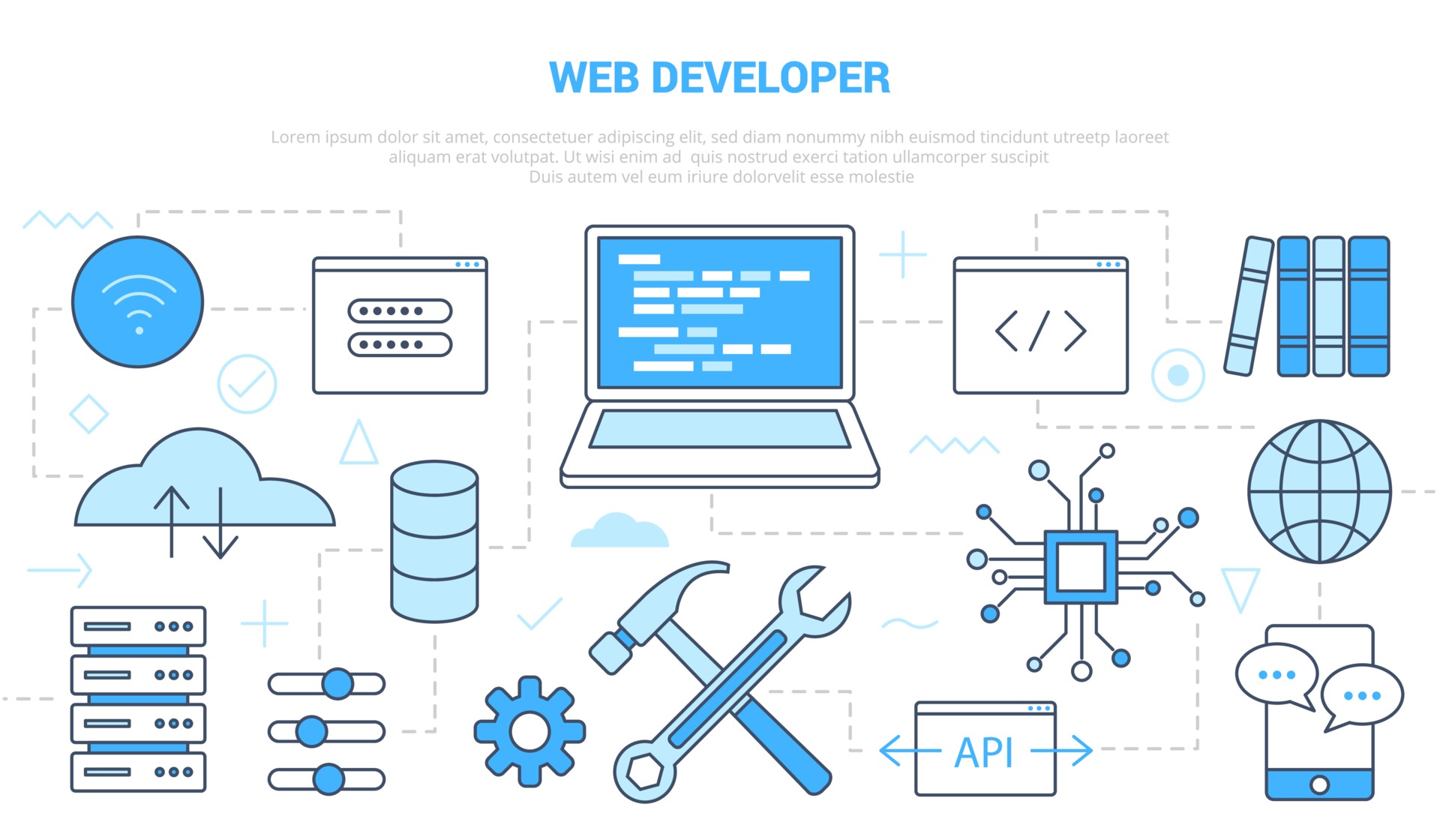 web website developer concept with icon set template banner 3316651 ...