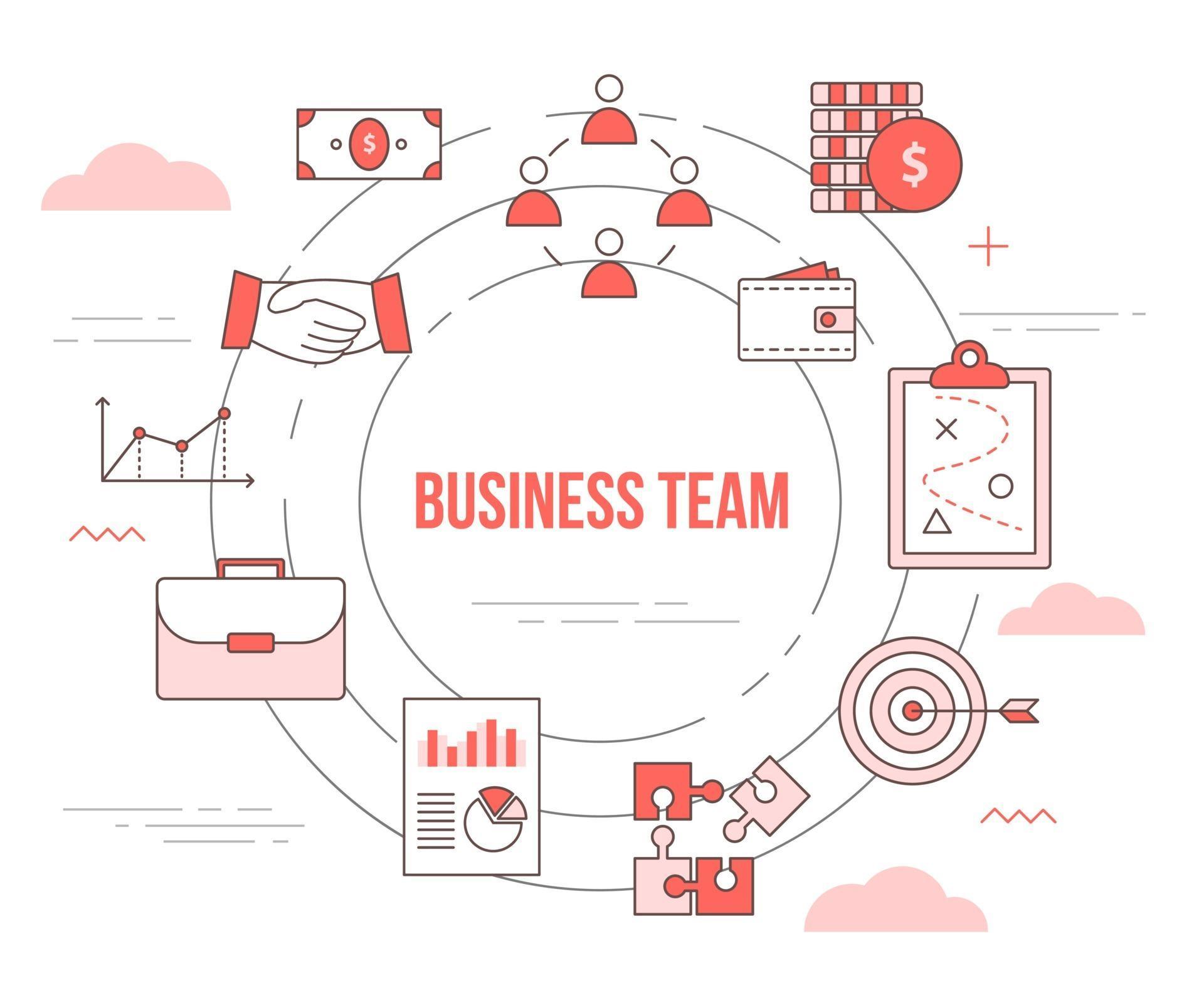 business team concept with icon set template banner 3316655 Vector Art ...