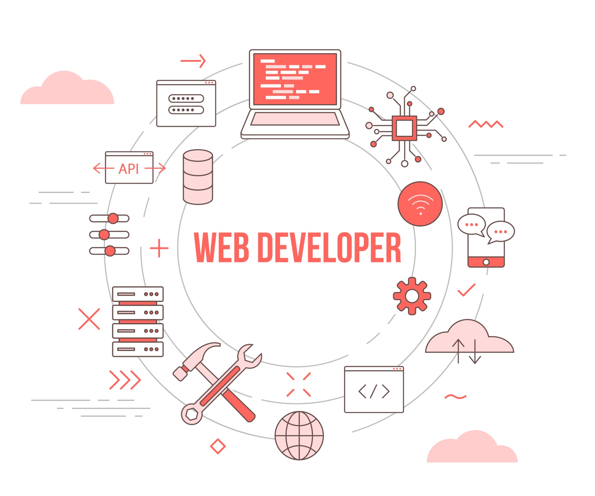 web or website developer concept with icon set template banner 3316706 ...