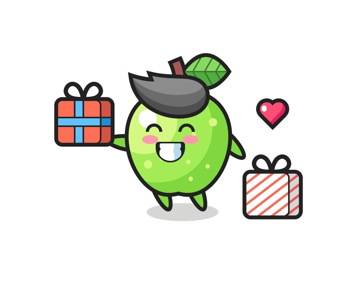 Green Apple Mascot Cartoon Giving The T 3318699 Vector Art At Vecteezy