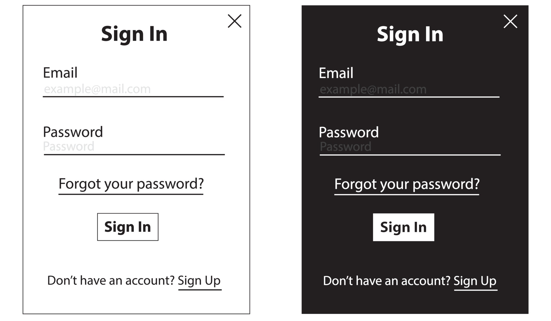 Log In form template set. Sign In with Facebook, Google, Apple. 3322426 ...