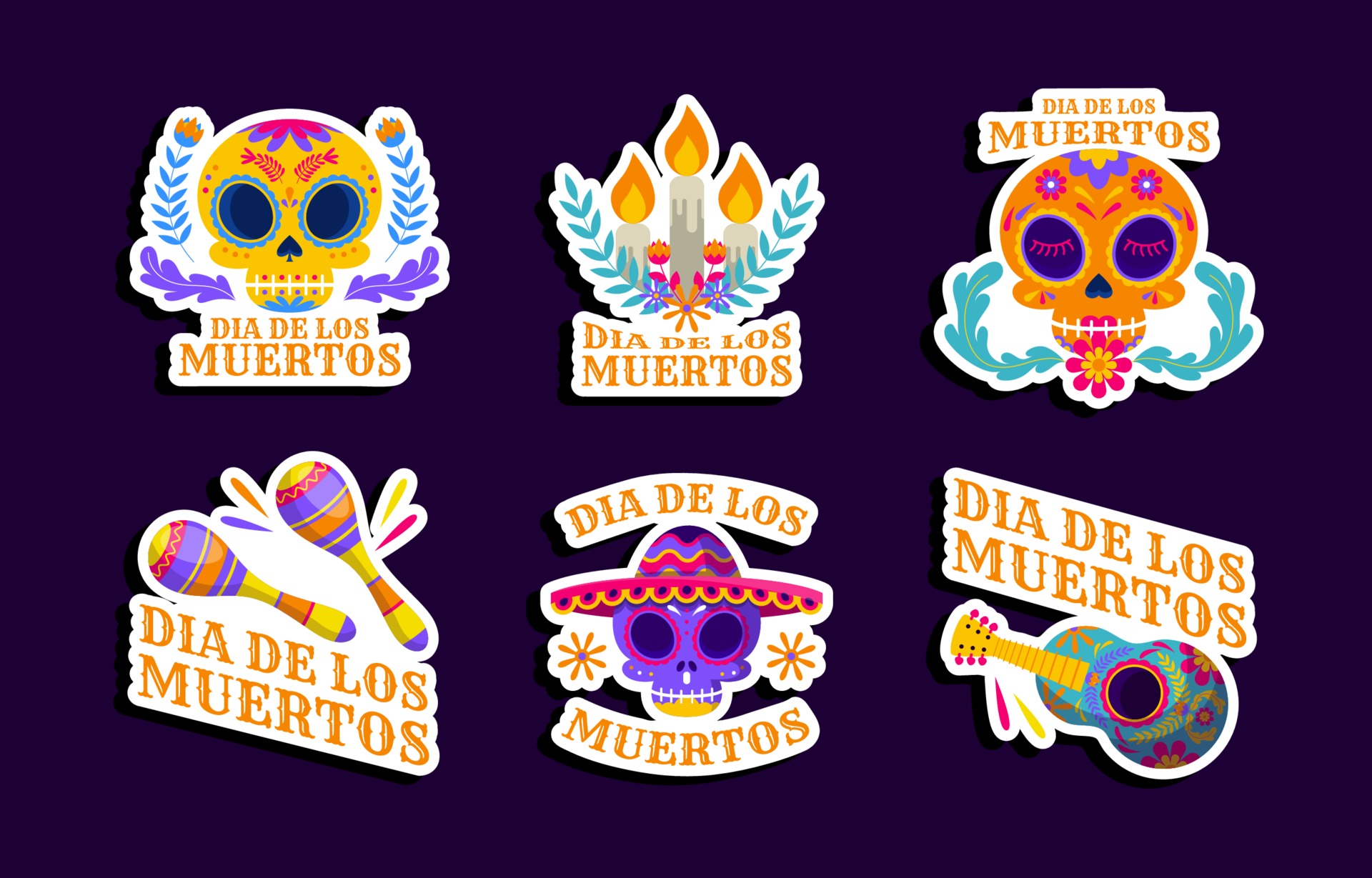 Dia De Los Muertos Sticker 3329652 Vector Art at Vecteezy