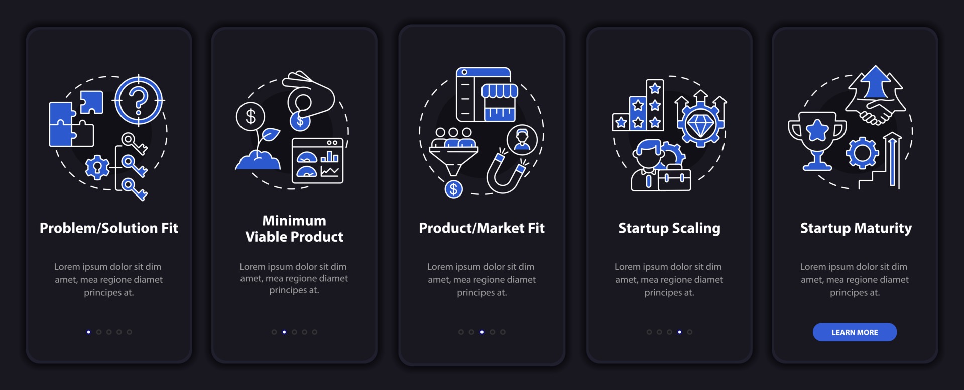 Startup Lifecycle Dark Onboarding Mobile App Page Screen 3329668 Vector