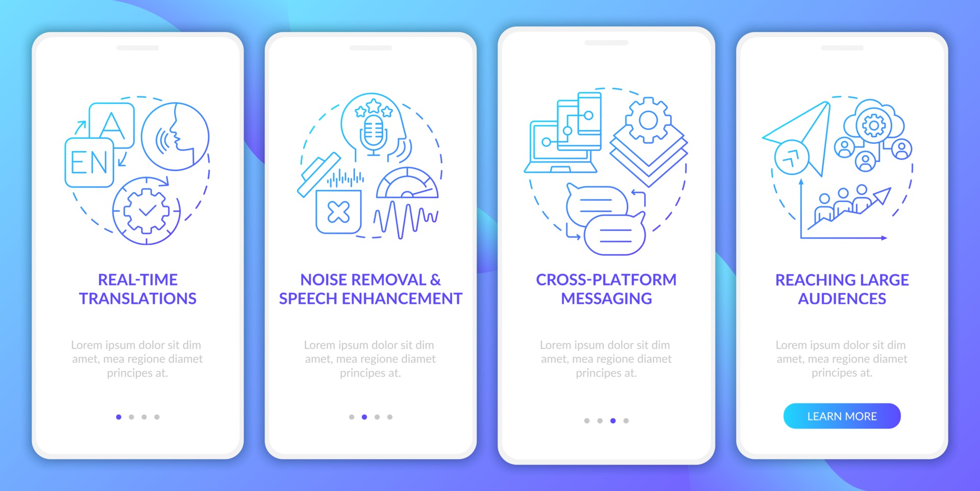 Im Advanced Feature Blue Gradient Onboarding Mobile App Page Screen 3329847 Vector Art At Vecteezy