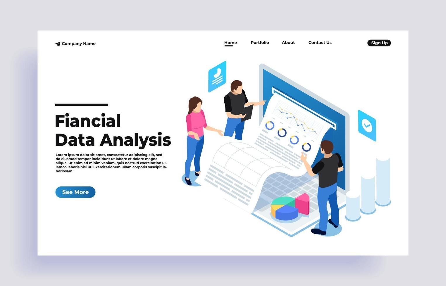 Flat financial data analysis isometric concept with characters 3331559 ...