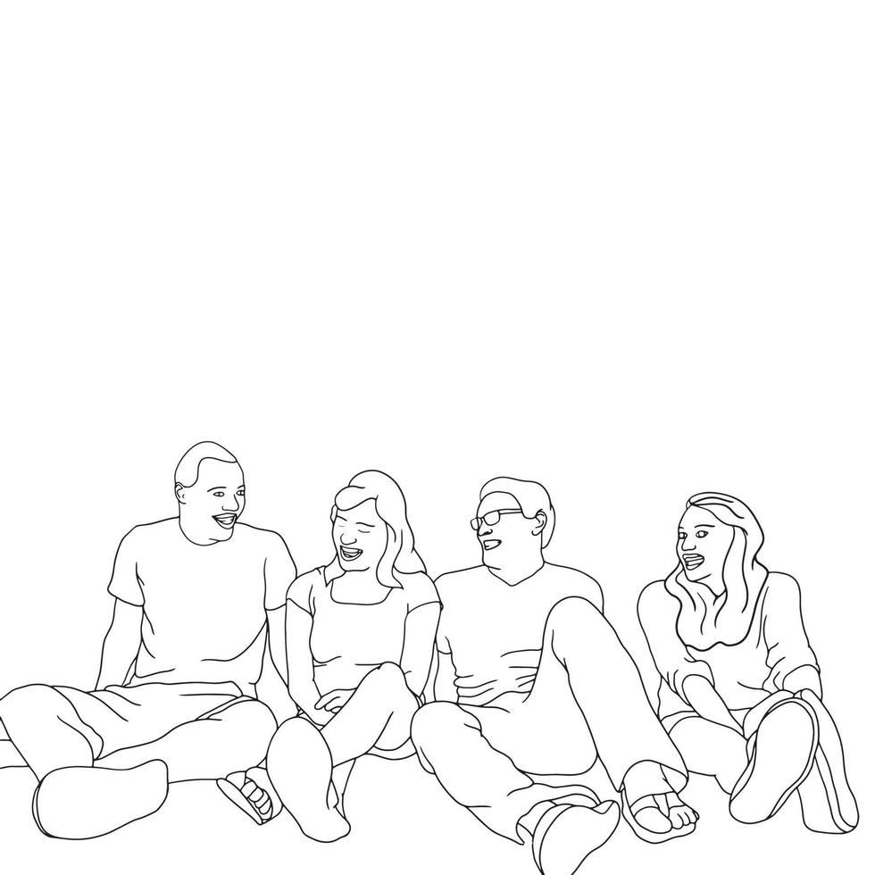 Coloring Pages - a group of friends sitting on the floor, 3333157 ...