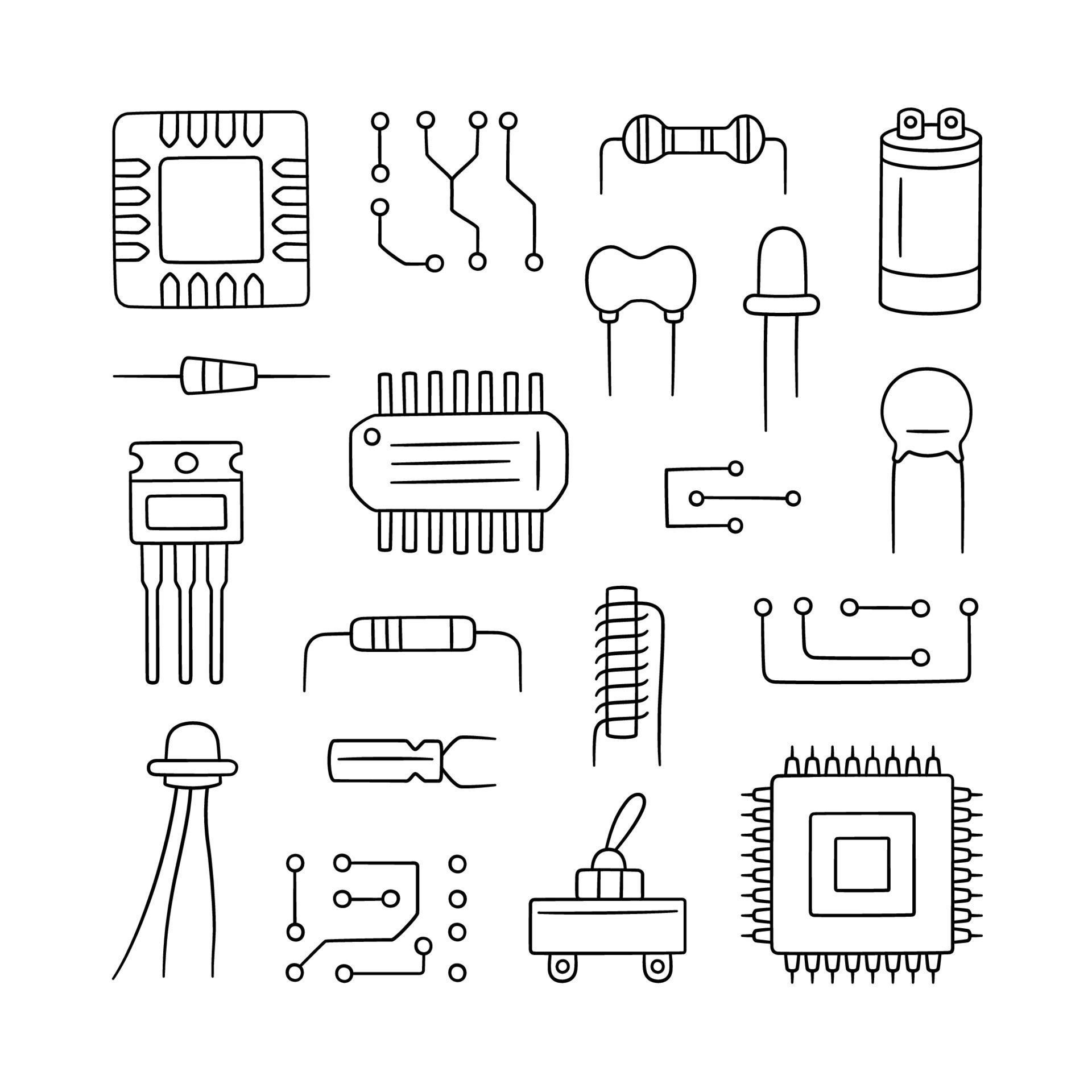 Electronic Radio Components Set Of Microchip Diode 3343837 Vector Art At Vecteezy