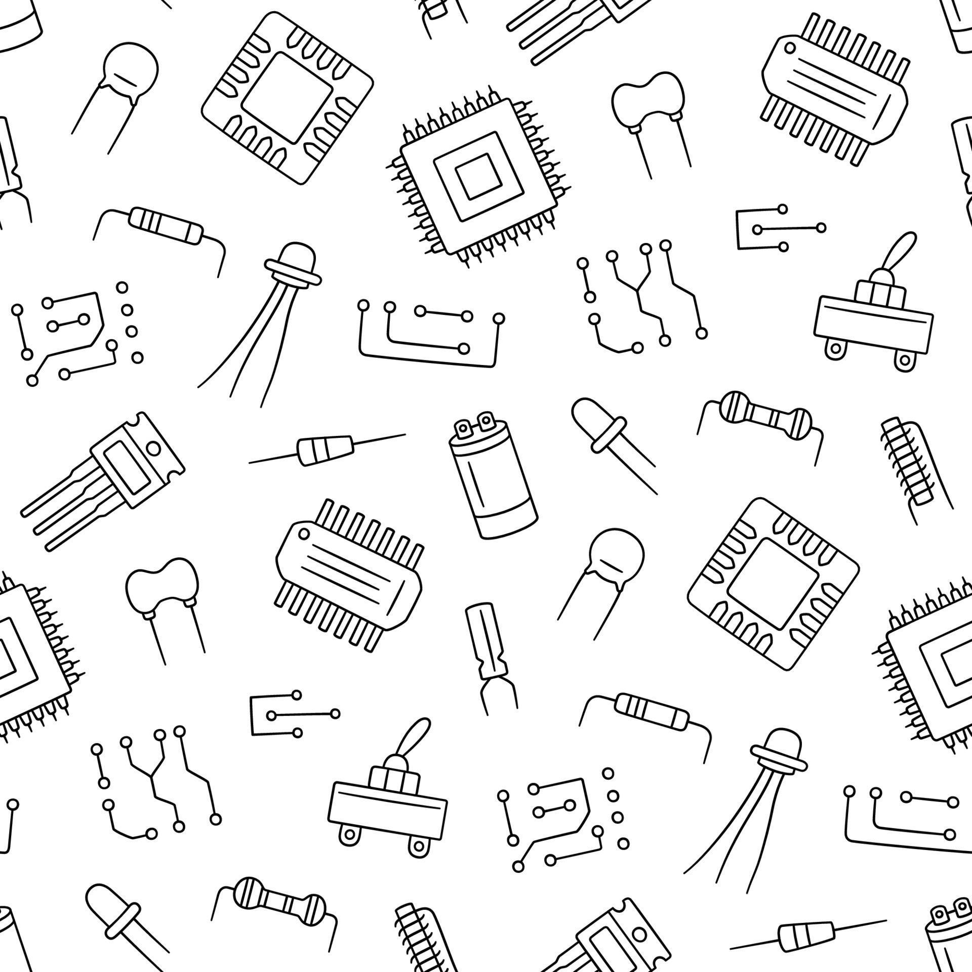 Seamless Pattern From Electrical Components Microchip Diode 3343851 Vector Art At Vecteezy