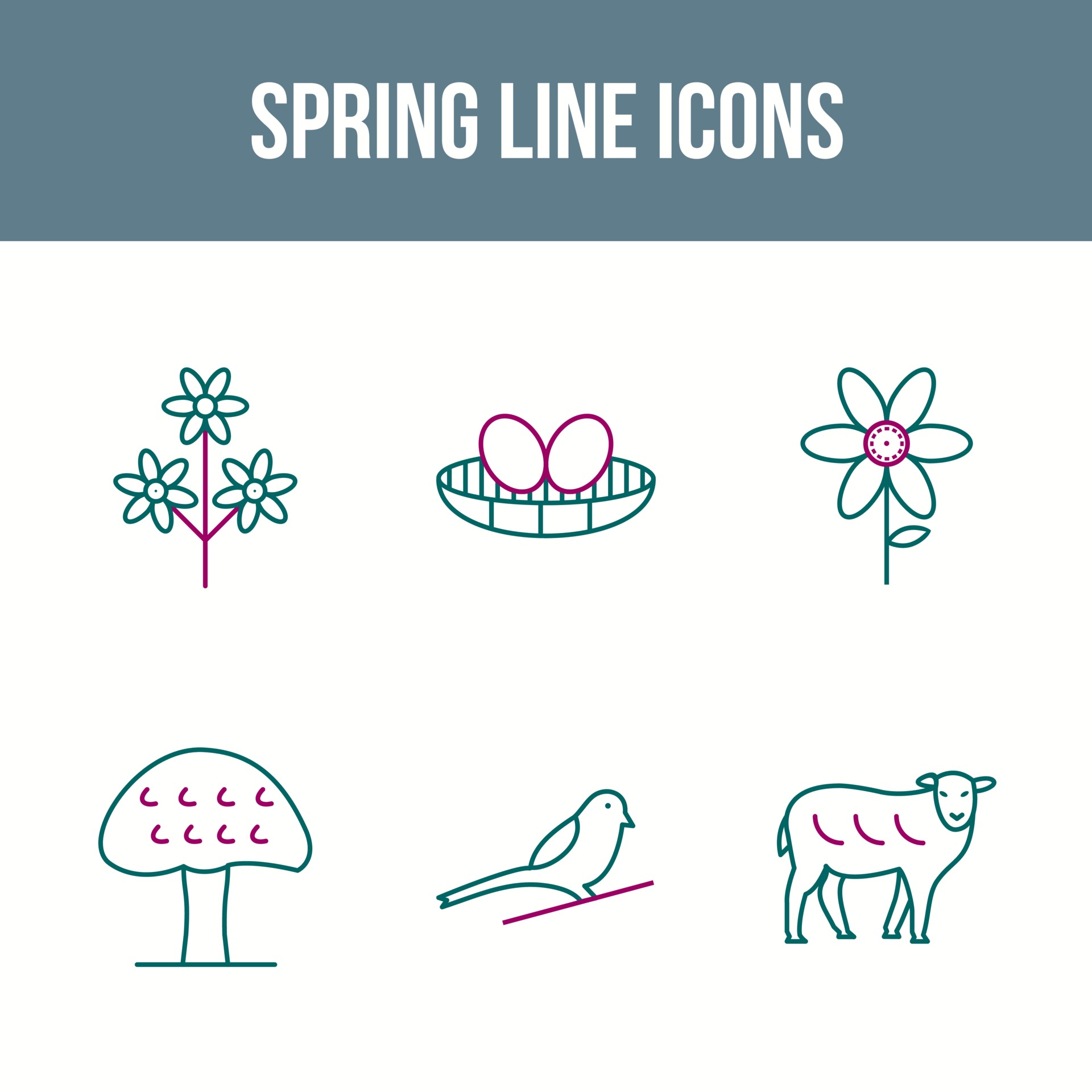 Spring Line Vector Icon Set 3344182 Vector Art at Vecteezy