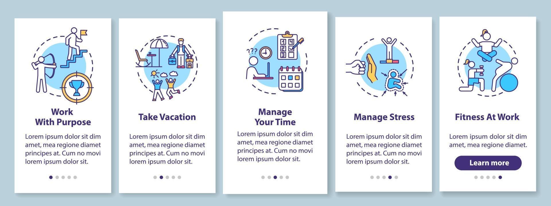 Avoid Burnout Onboarding Mobile App Page Screen With Concepts 3345640