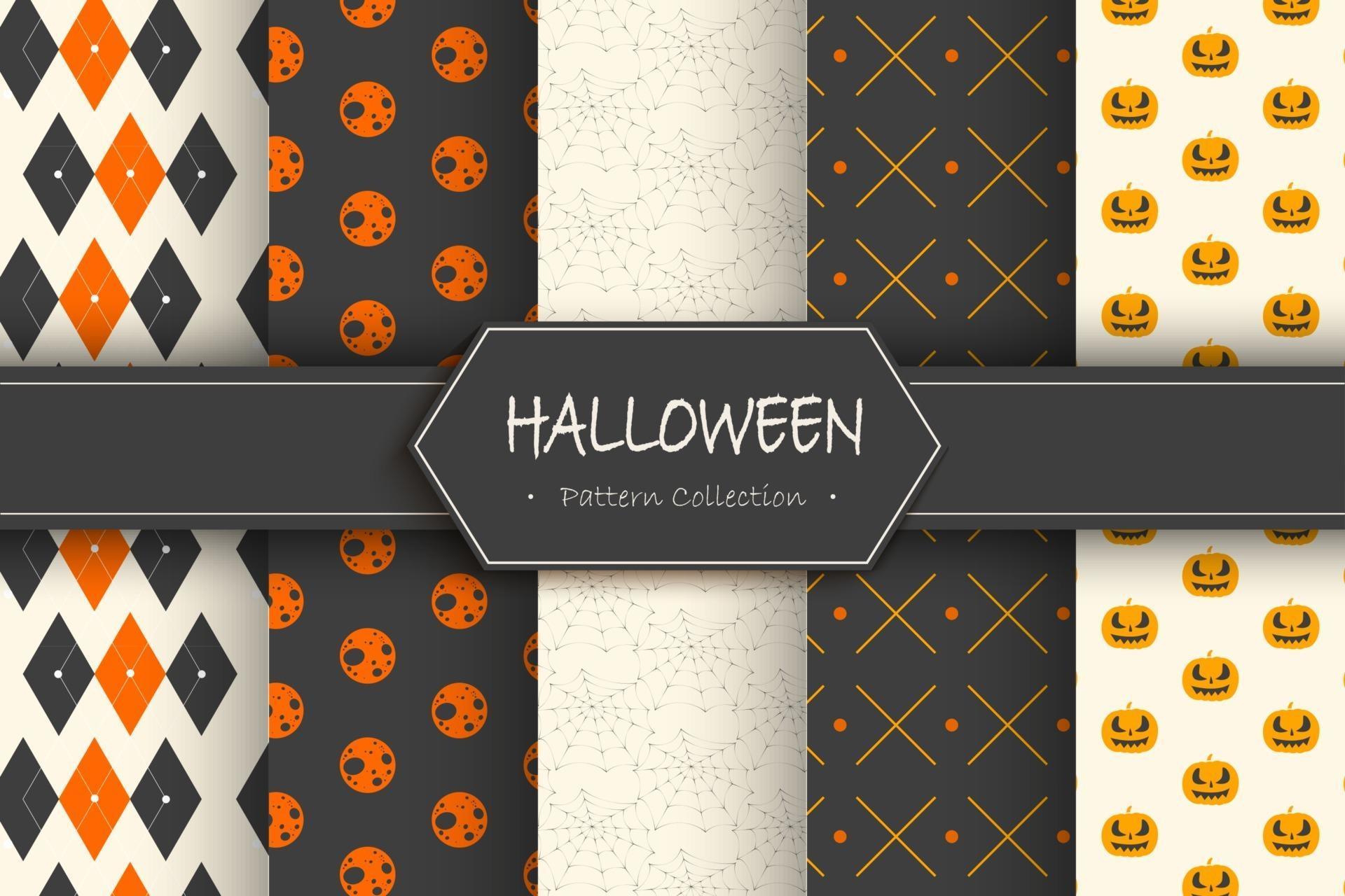 Set of halloween backgrounds. Collection of seamless patterns 3348073 ...