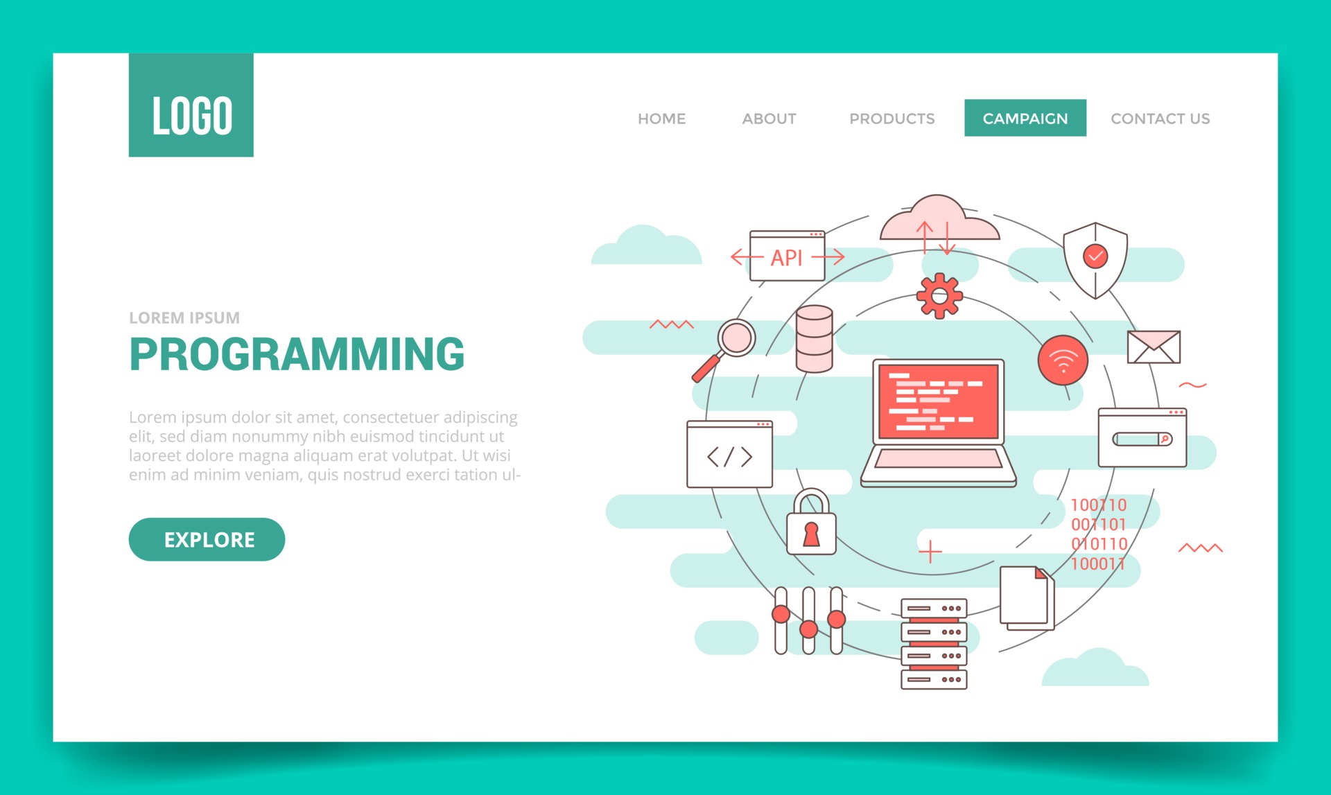 programming concept with circle icon for website template 3348664 ...