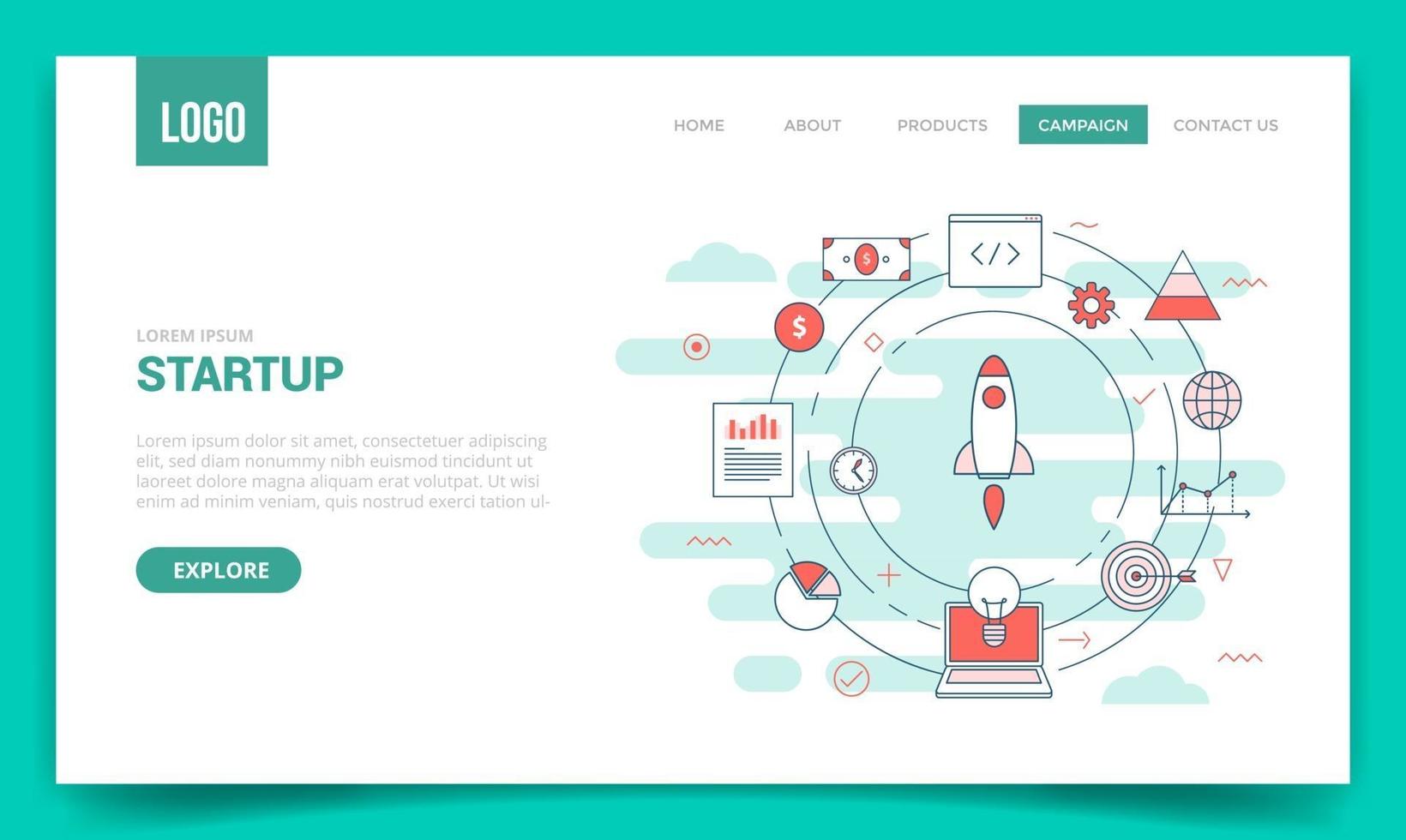 startup business concept with circle icon for website template 3348682 ...