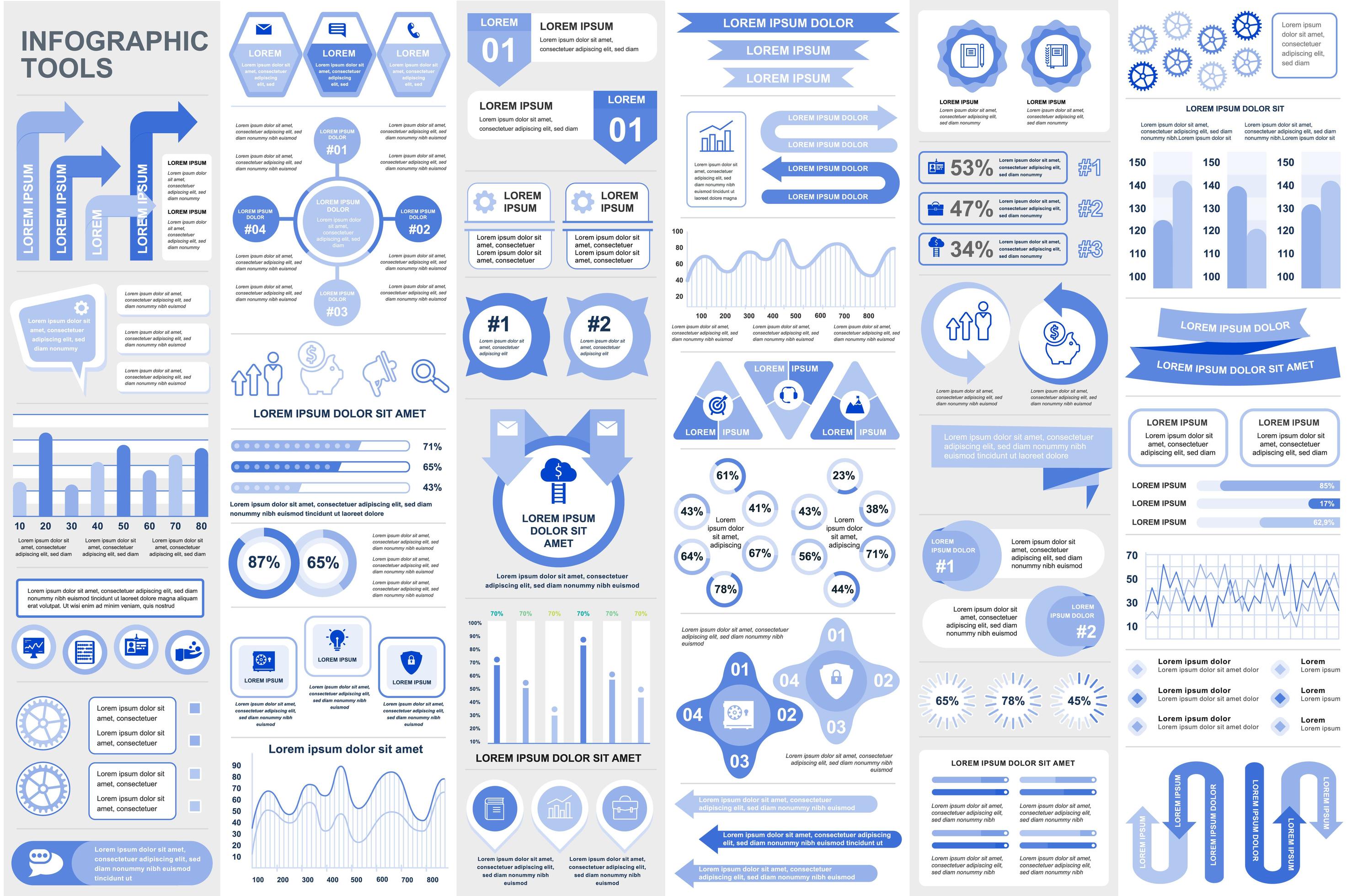 Collection infographic elements data visualization vector design ...