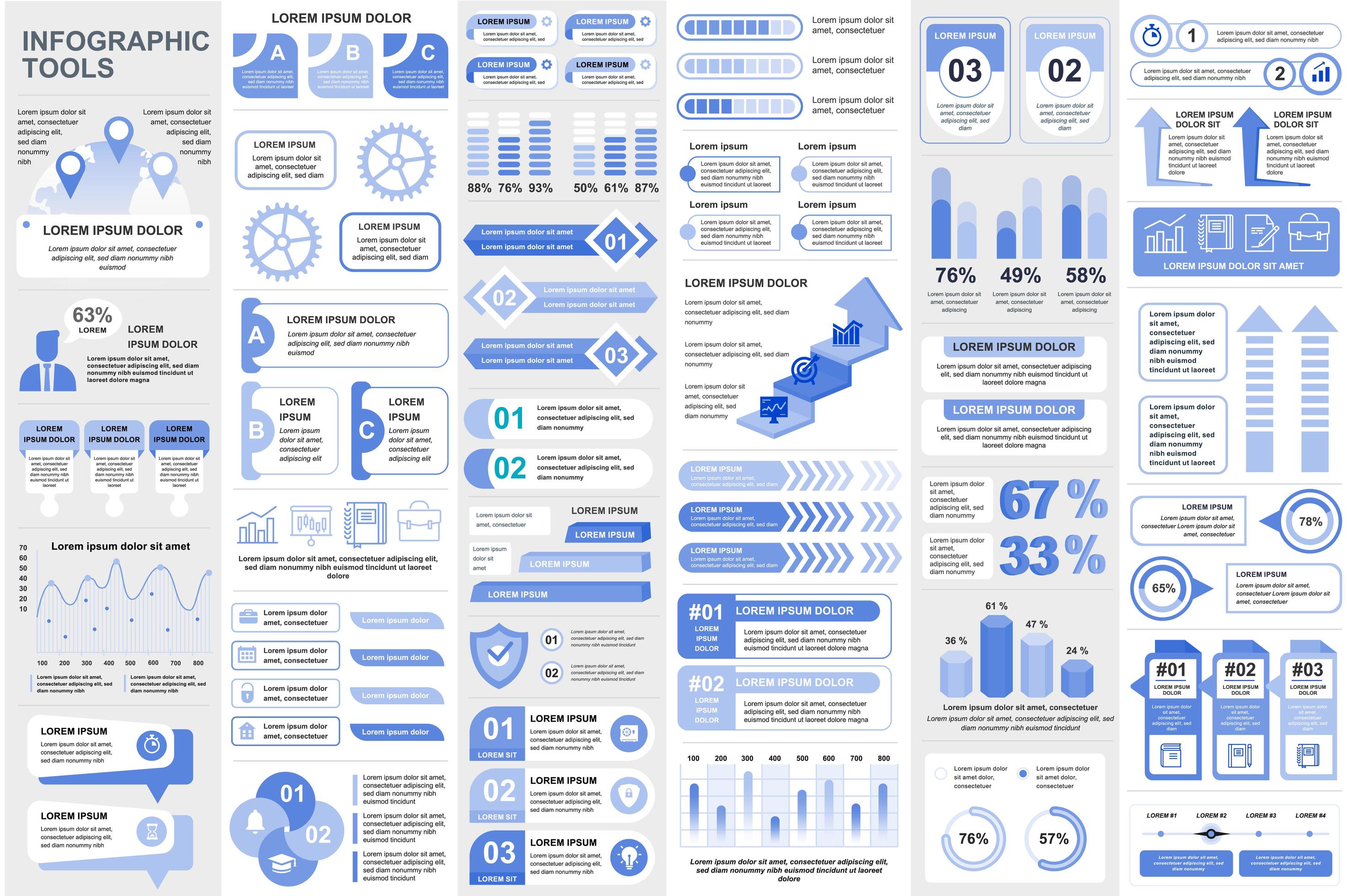 Collection infographic elements data visualization vector design ...