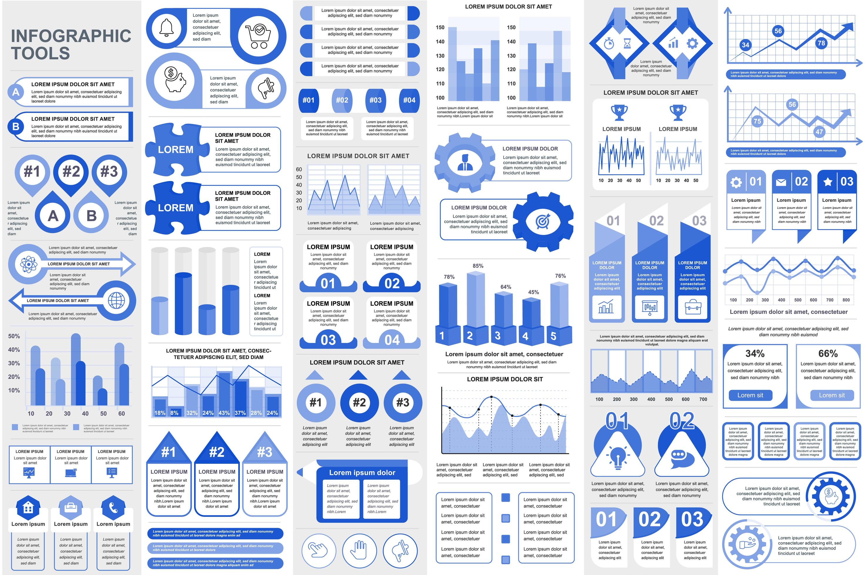 Collection infographic elements data visualization vector design ...