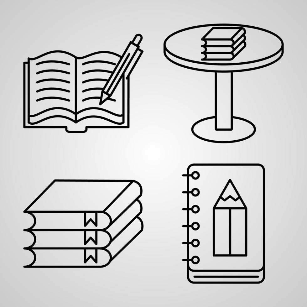 Collection of Library Symbols in Outline Style 3364395 Vector Art at ...
