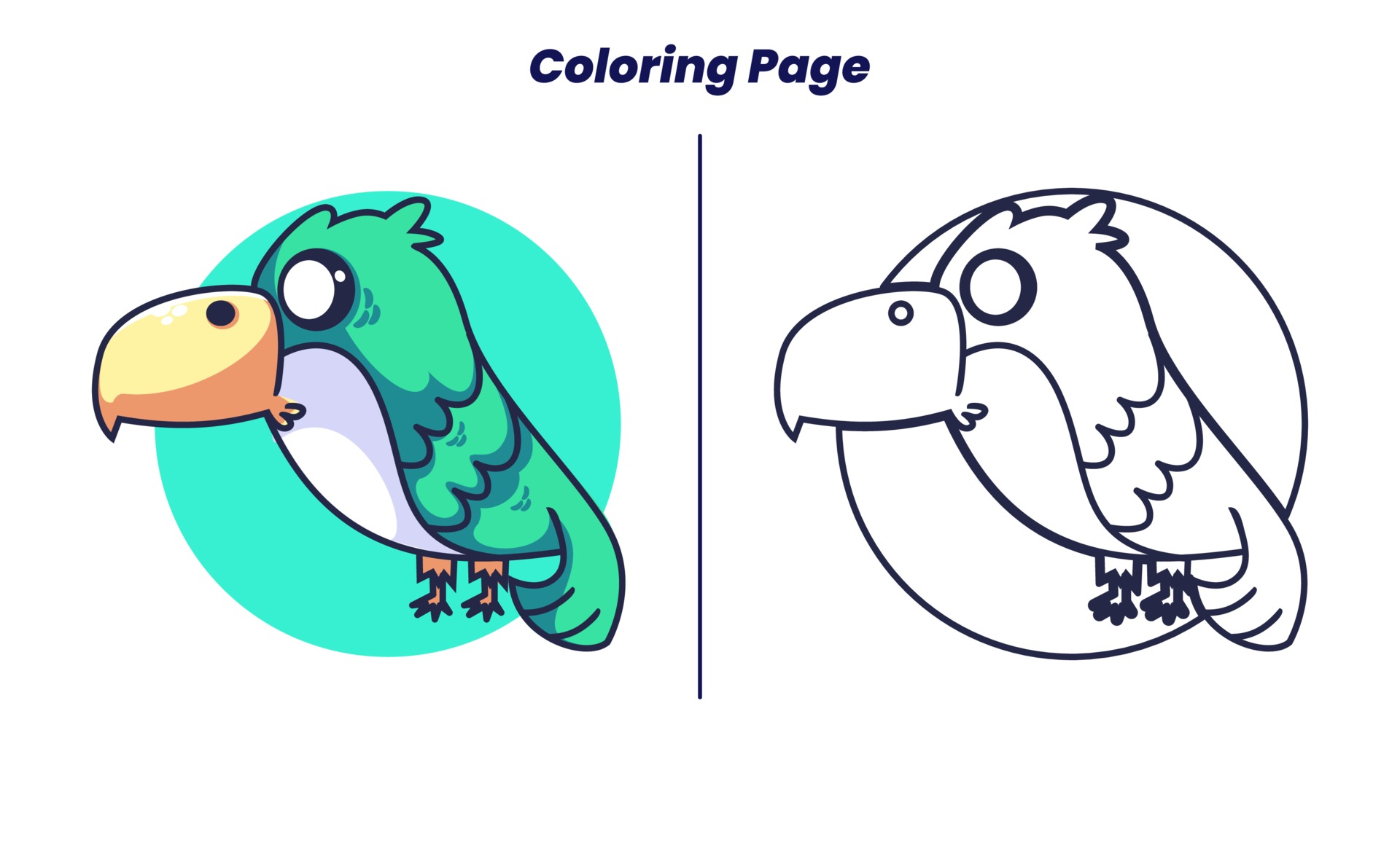 cute birds with coloring pages 3364625 Vector Art at Vecteezy