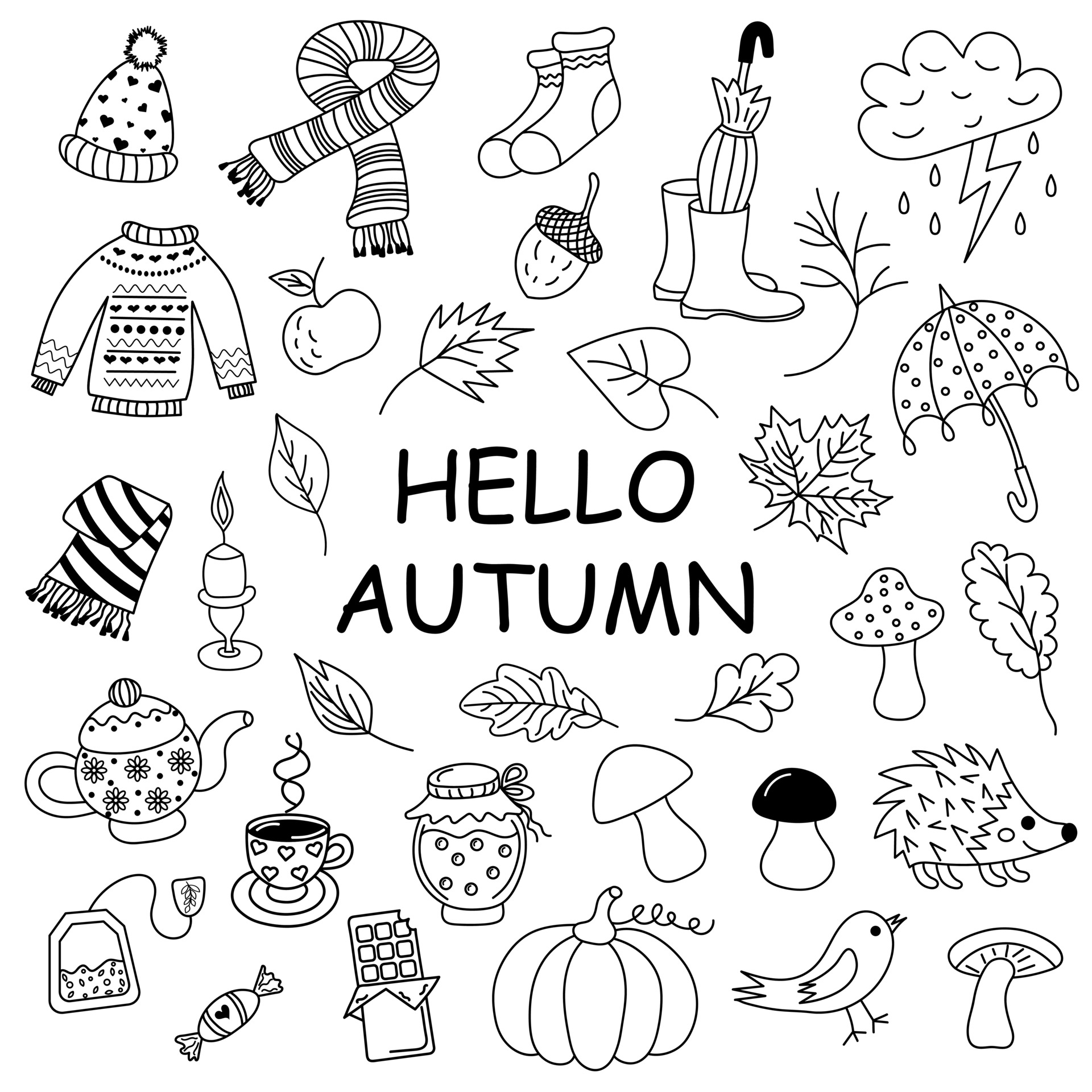 Autumn doodle set. 3366677 Vector Art at Vecteezy