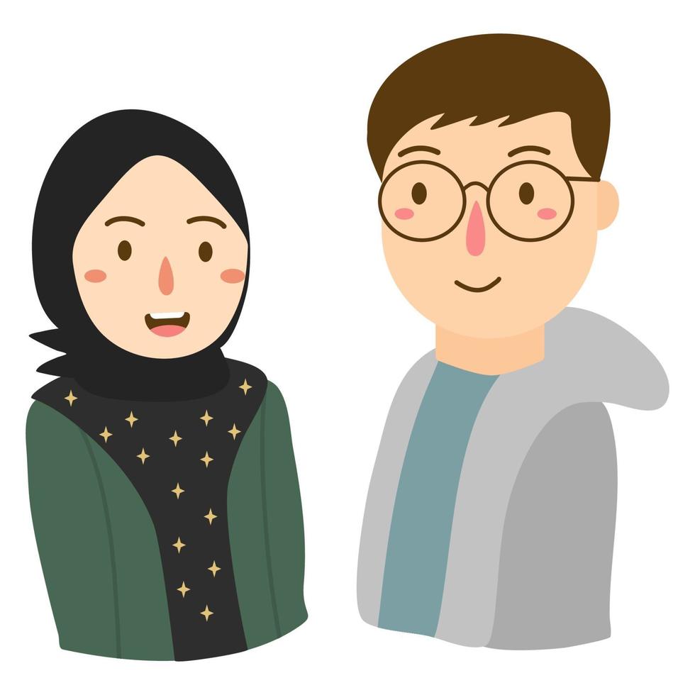 Romantic cute muslim couple 3367774 Vector Art at Vecteezy