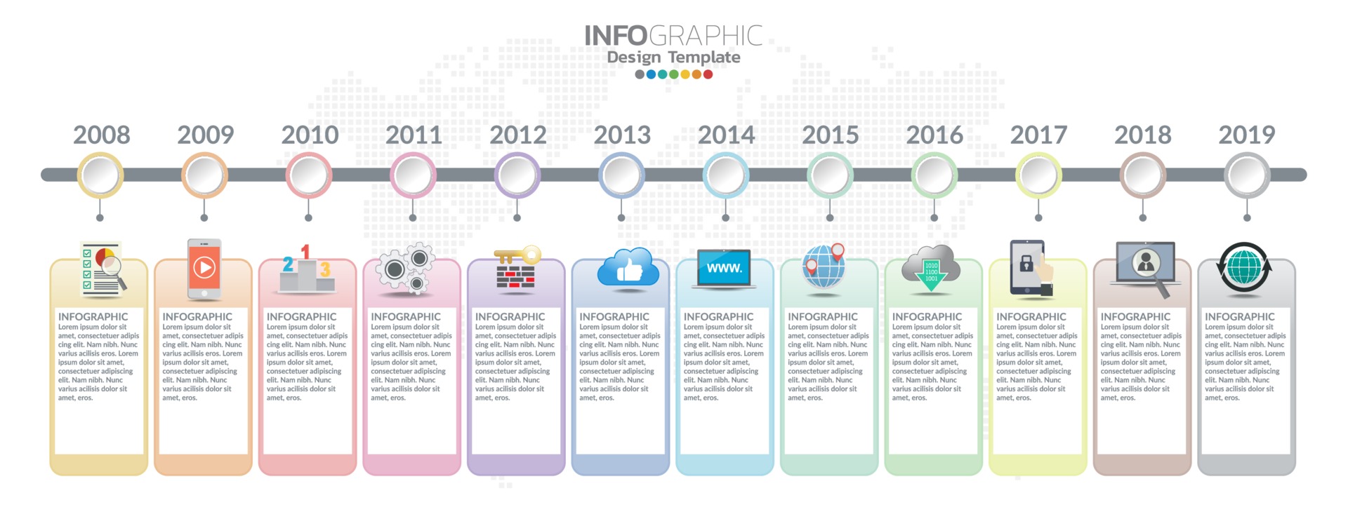 Infographics timeline design template with icons and text label ...