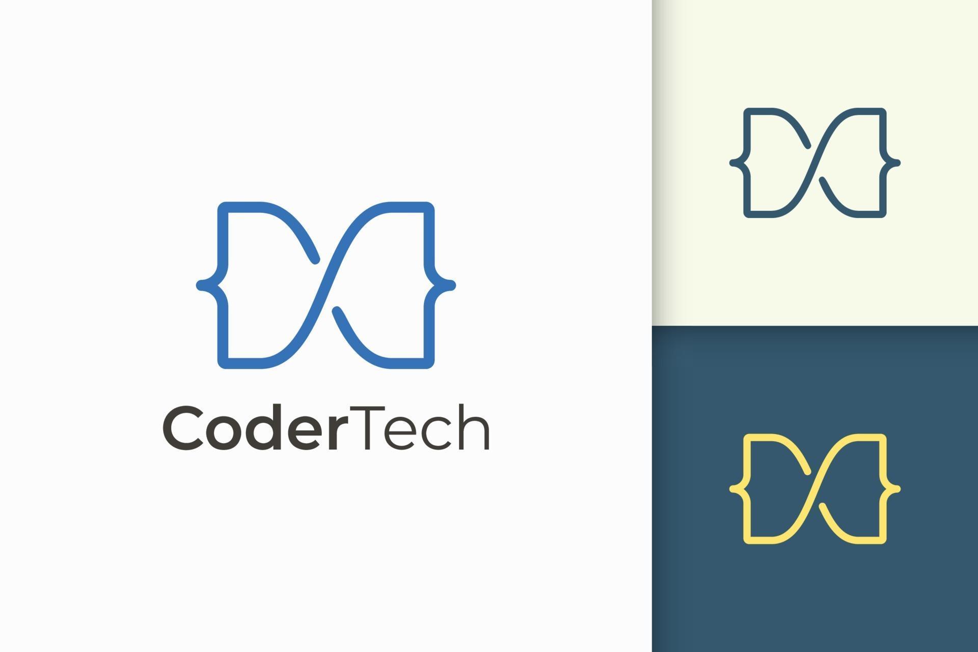 Programmer or developer logo in simple and modern for tech company ...