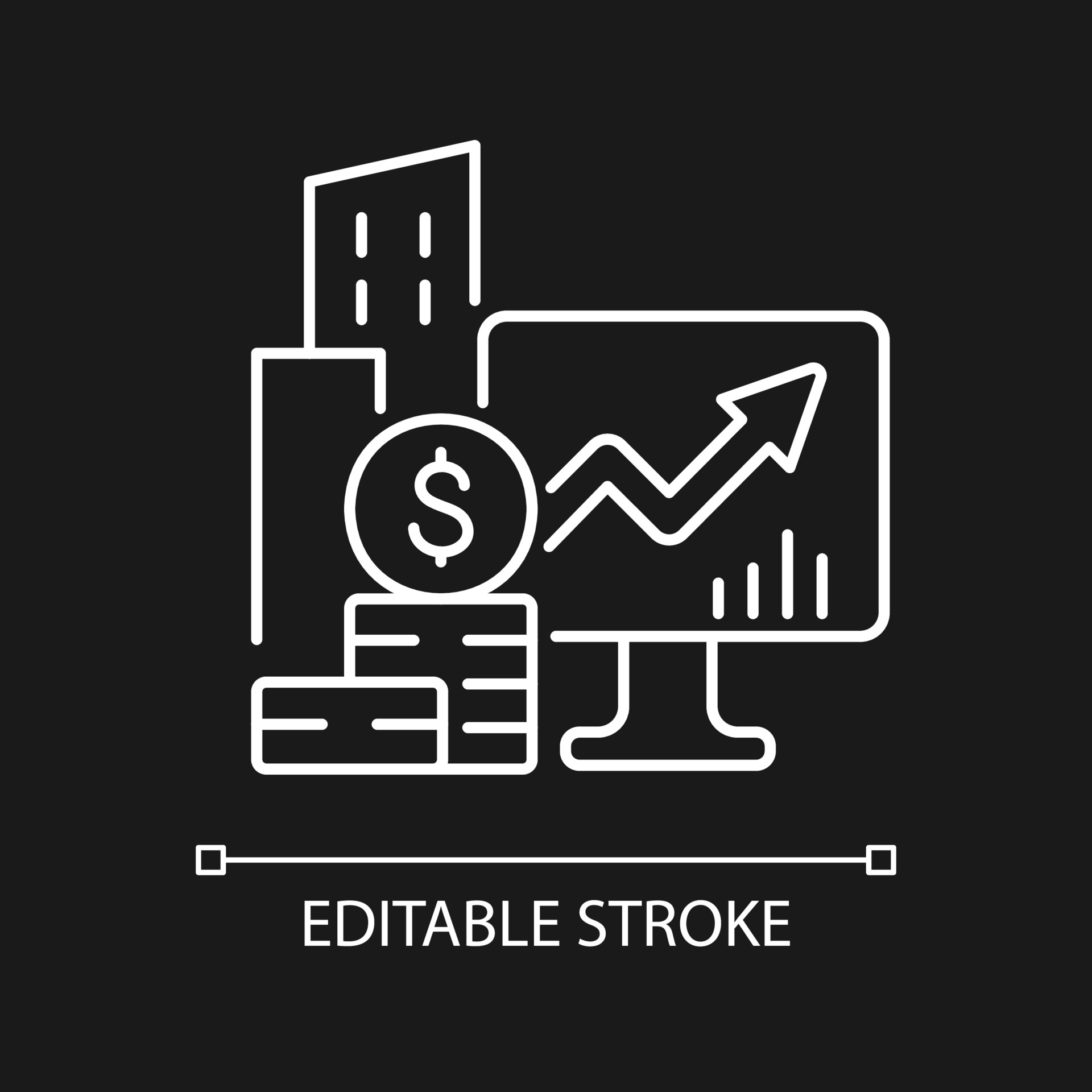 Company stocks white linear icon for dark theme 3380662 Vector Art at ...