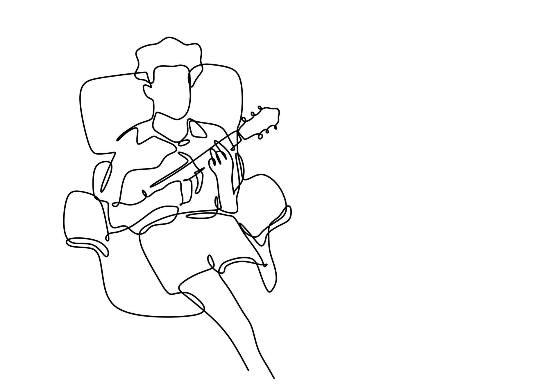 One Line Drawing Of Man Playing Ukulele Guitar 3380947 Vector Art At