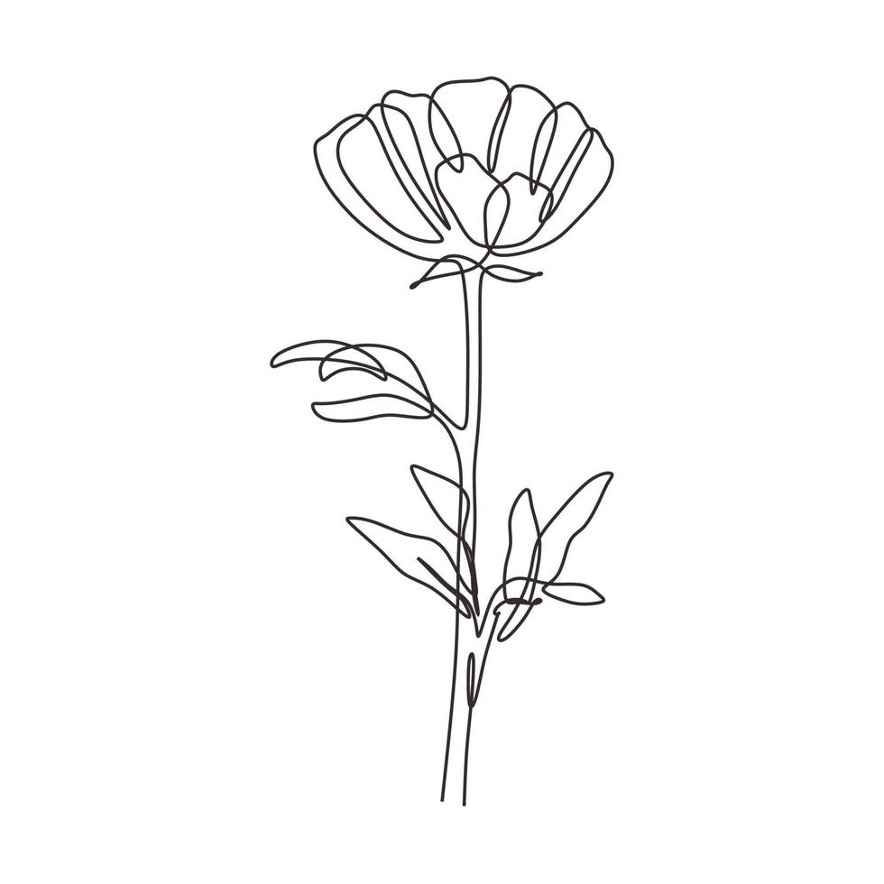 Flower one line drawing minimalism continuous lineart. 3381245 Vector ...