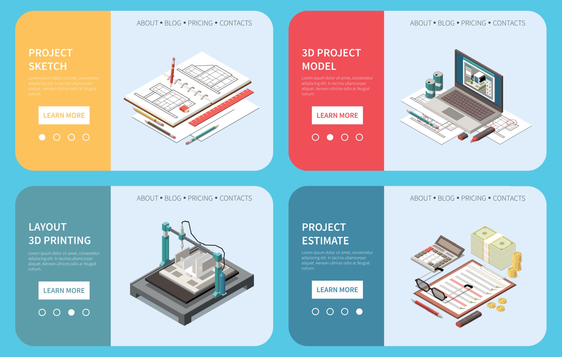 Isometric Architect Banners Set 3384934 Vector Art at Vecteezy