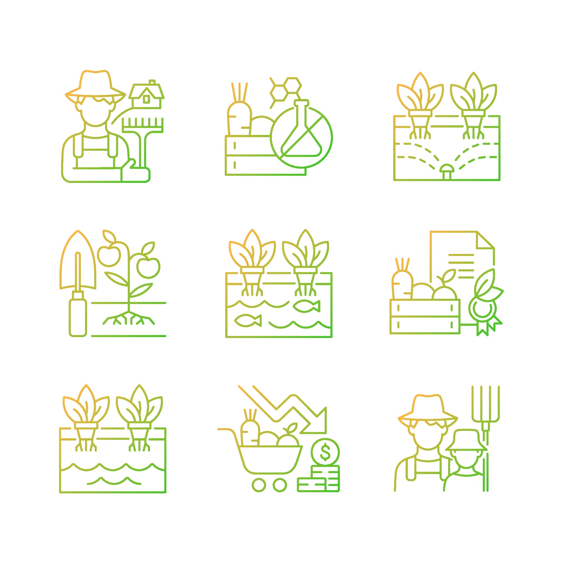 Farming Gradient Linear Vector Icons Set 3392628 Vector Art At Vecteezy
