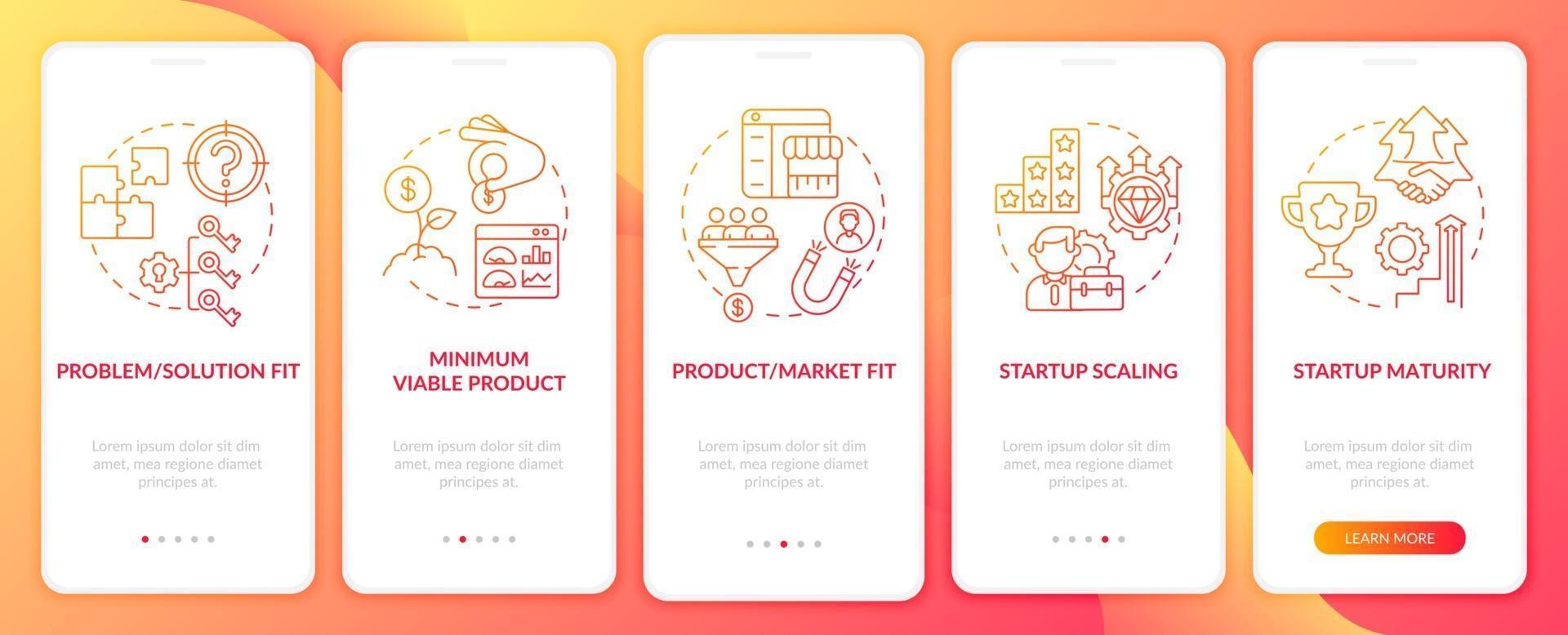 Startup Lifecycle Phases Red Onboarding Mobile App Page Screen 3397721 Vector Art At Vecteezy