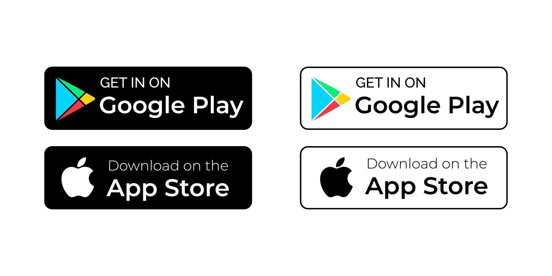 Get it on Play Store Button and Apple app store icon 3399776 Vector Art ...