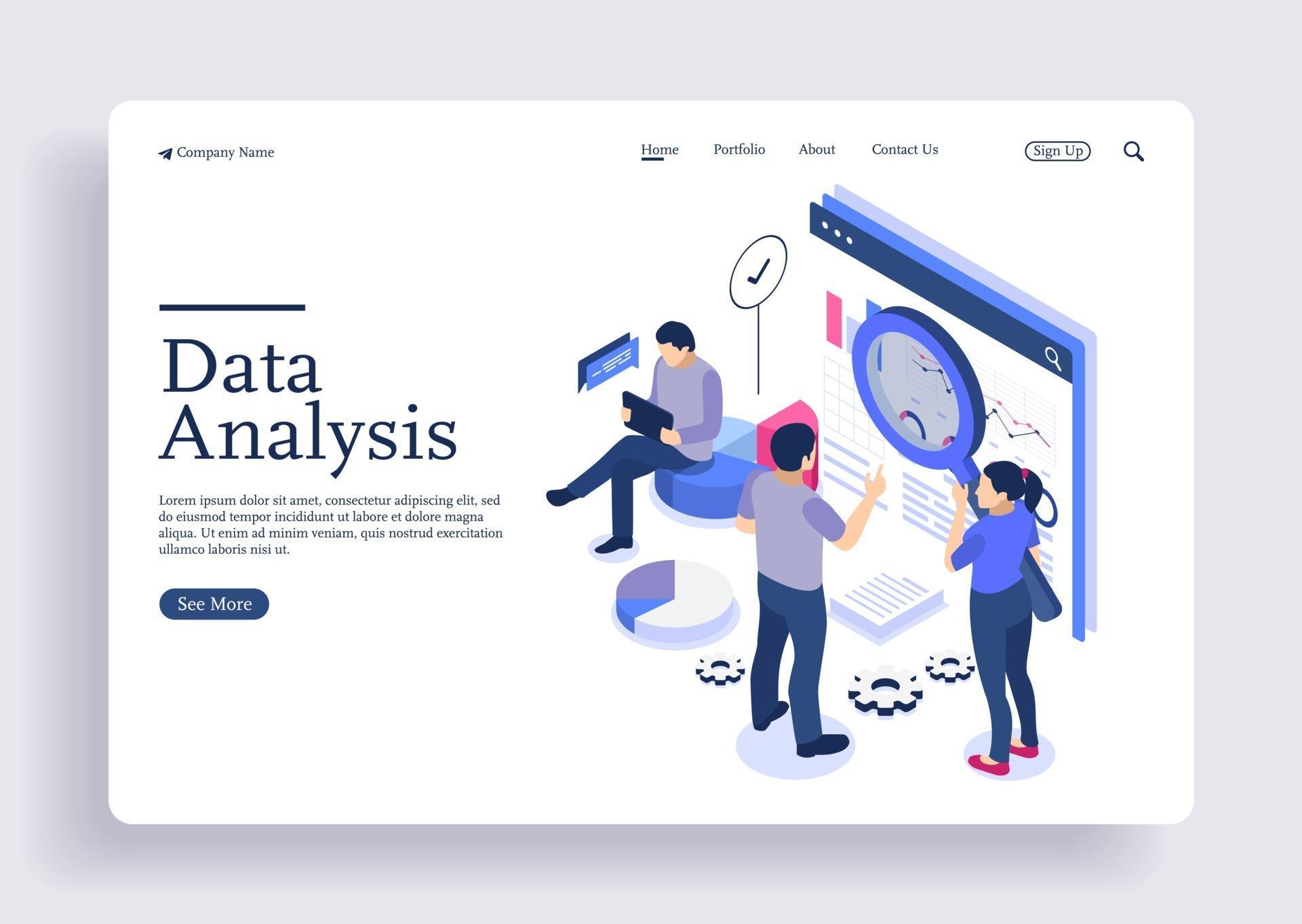 Modern flat design isometric concept of data analysis for website ...