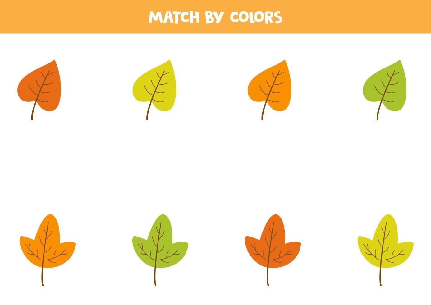Color matching game for preschool kids. Match autumn leaves by colors ...
