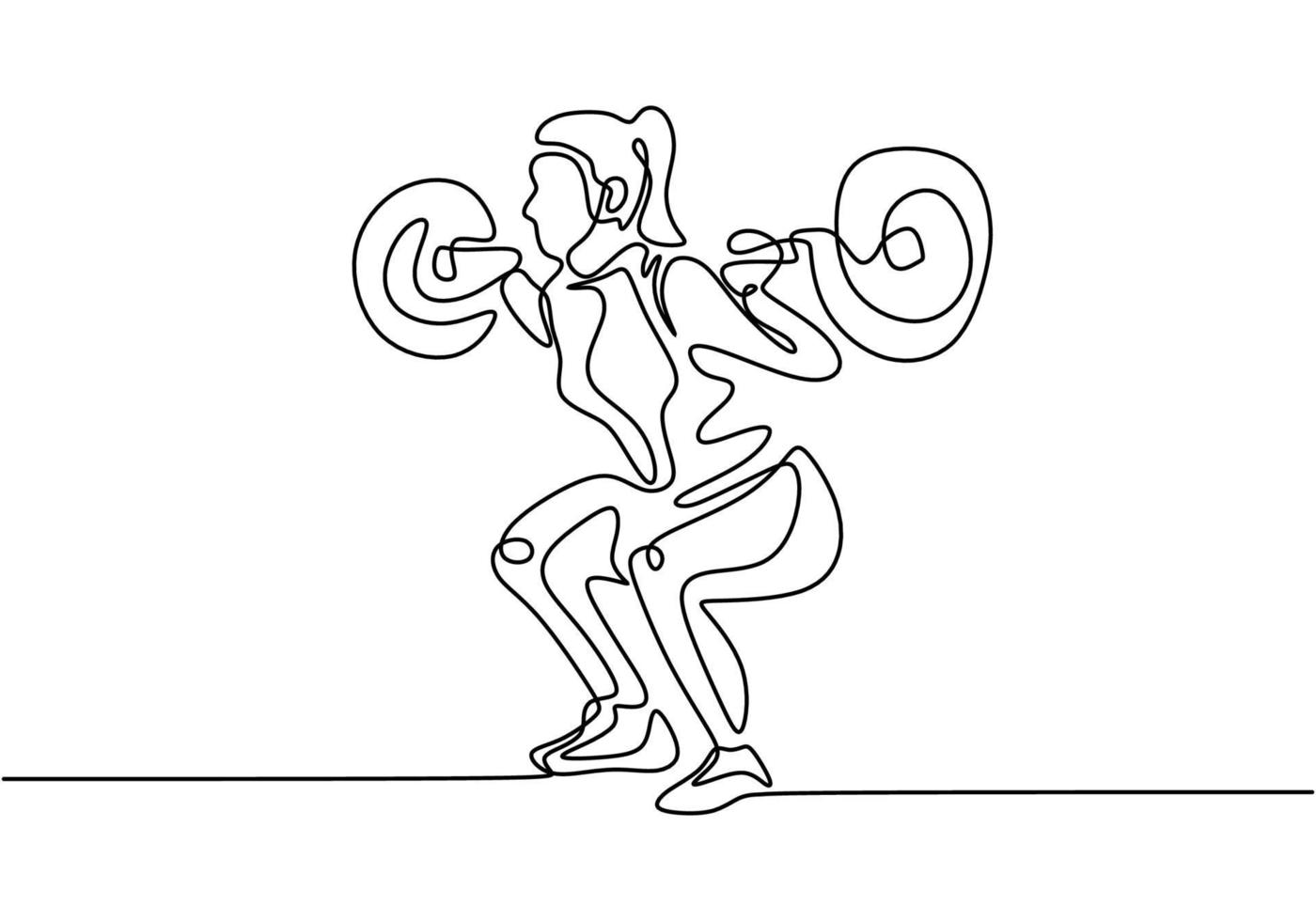 Woman lifting weights continuous one line drawing. Gym training ... Woman lifting weights continuous one line drawing. Gym training ...