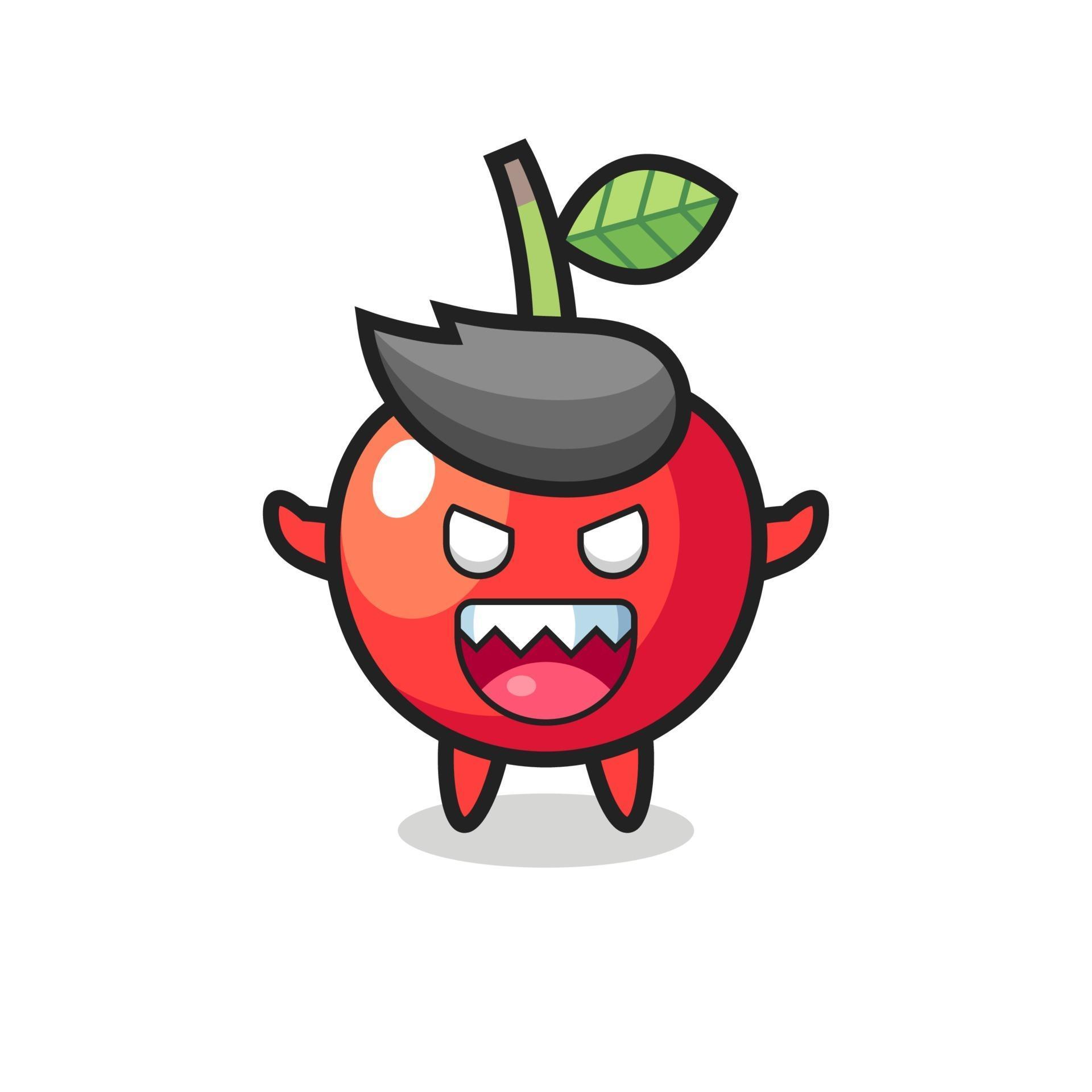 illustration of evil cherry mascot character 3411959 Vector Art at Vecteezy