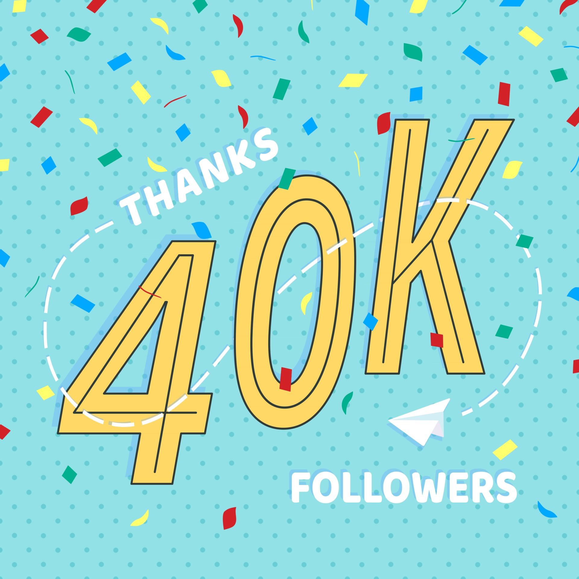 Thank You 40000 Followers Numbers Postcard 3416540 Vector Art At Vecteezy