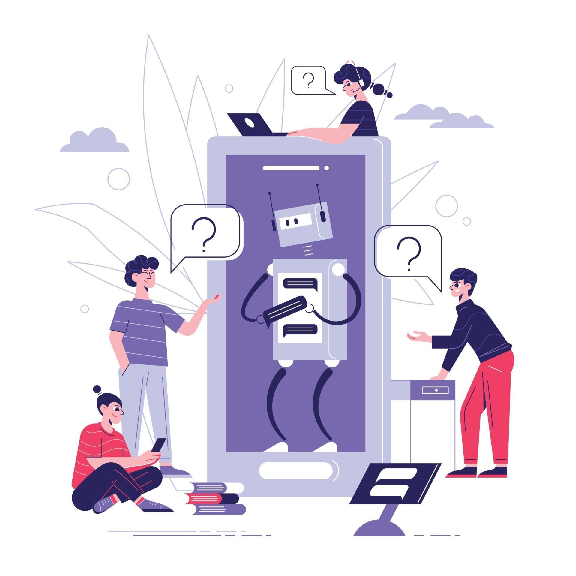 Chatbot Flat Composition 3418239 Vector Art at Vecteezy