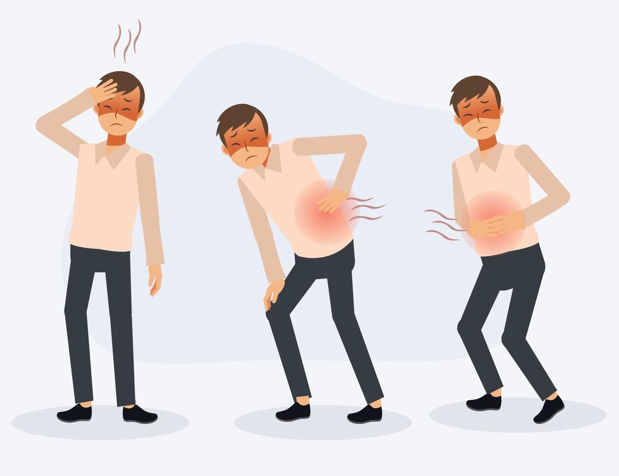 A man got sick. Backache, headache, stomach ache 3418541 Vector Art at ... A man got sick. Backache, headache, stomach ache 3418541 Vector Art at ...