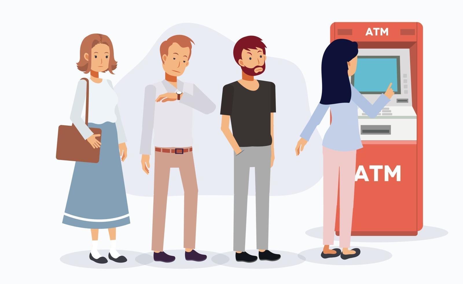 People are queue at the ATM machine,waiting too long time. 3418546 ... People are queue at the ATM machine,waiting too long time. 3418546 ...