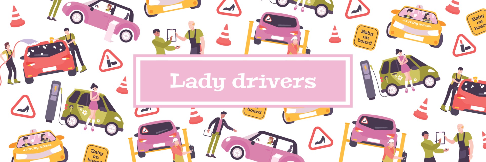 Lady Drivers Pattern Composition 3418709 Vector Art at Vecteezy