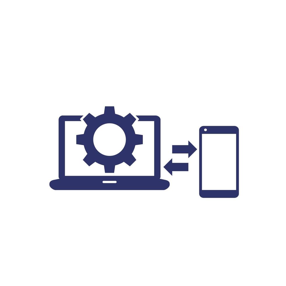 Data Synchronization Between Laptop And Smart Phone Icon 3420339 Vector