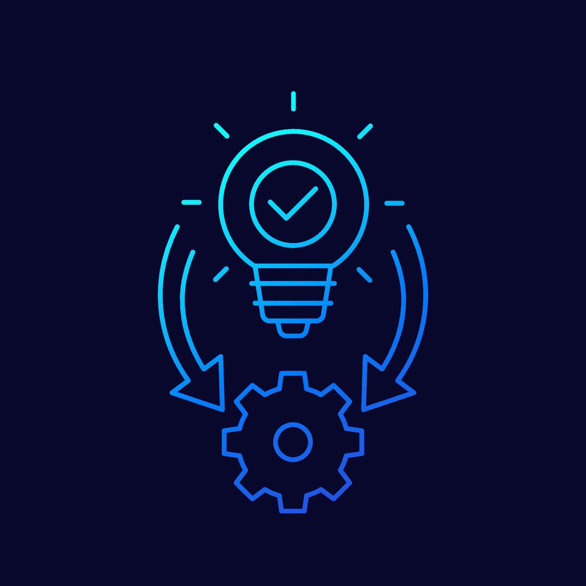 Implementation icon, ideas execution line design 3420357 Vector Art at ...