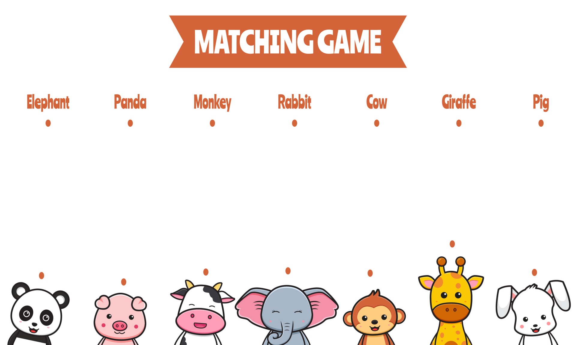 Matching game for kids and education with cute animals illustration ...