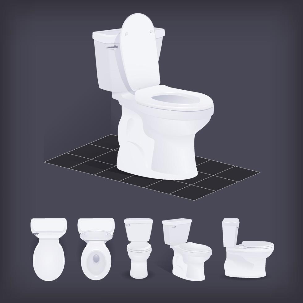 Modern Toilet Bowl In Different View On Gray Background 3435530 Vector modern-toilet-bowl-in-different-view-on-gray-background-3435530-vector