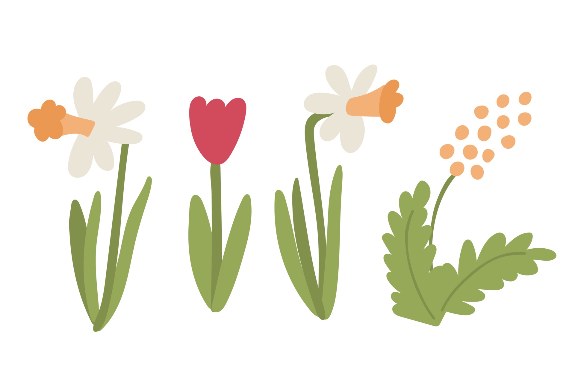 Spring flowers set 3441734 Vector Art at Vecteezy