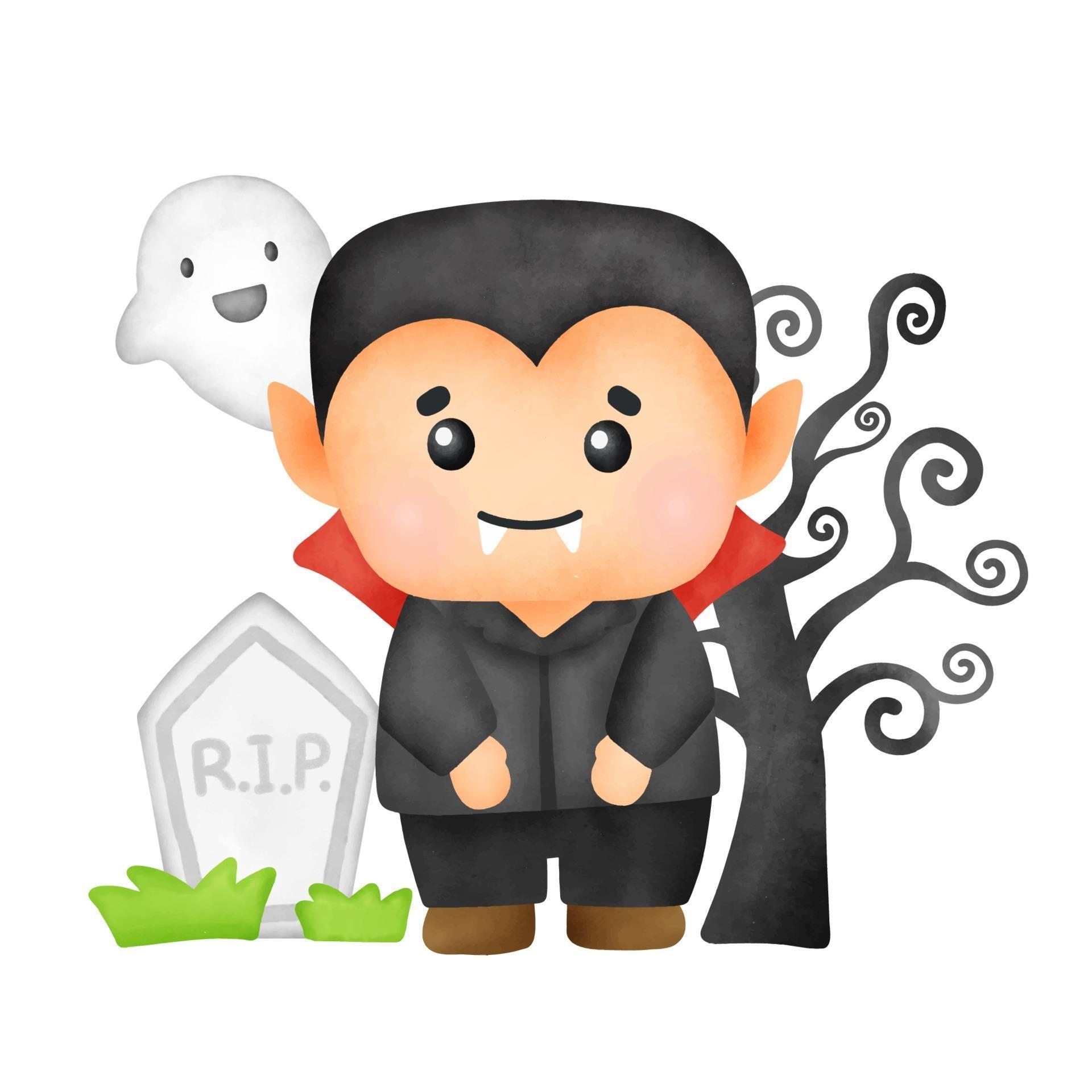 Watercolor cute Vampire for Halloween card. 3441921 Vector Art at Vecteezy