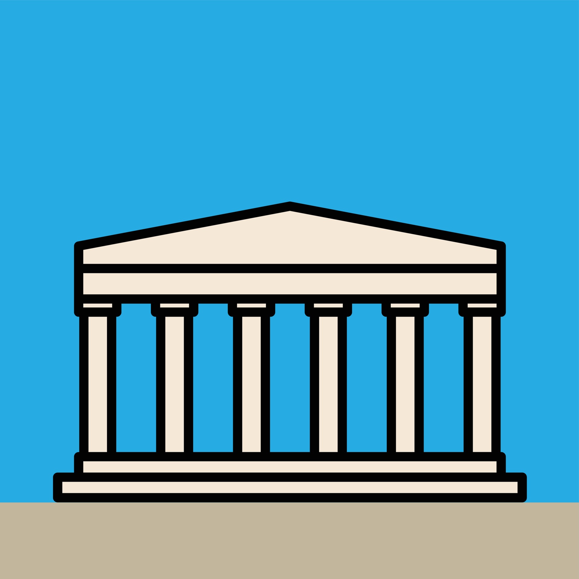 Outline Simplicity Drawing Of Parthenon Landmark Front Elevation View 3442127 Vector Art At